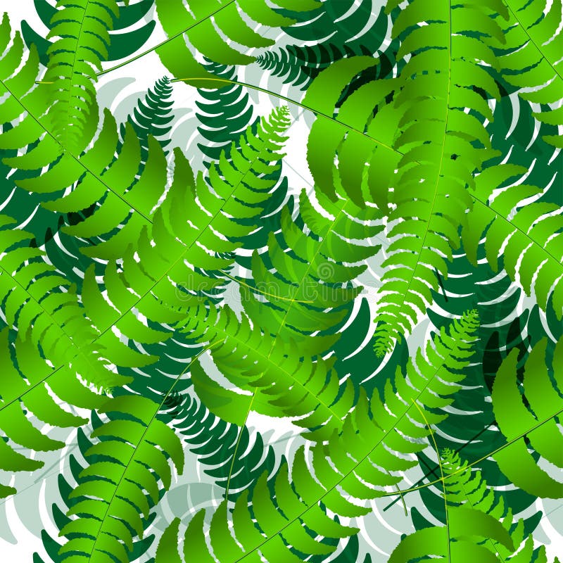 Fern Frond Silhouettes Seamless Pattern. Vector Illustration Stock ...