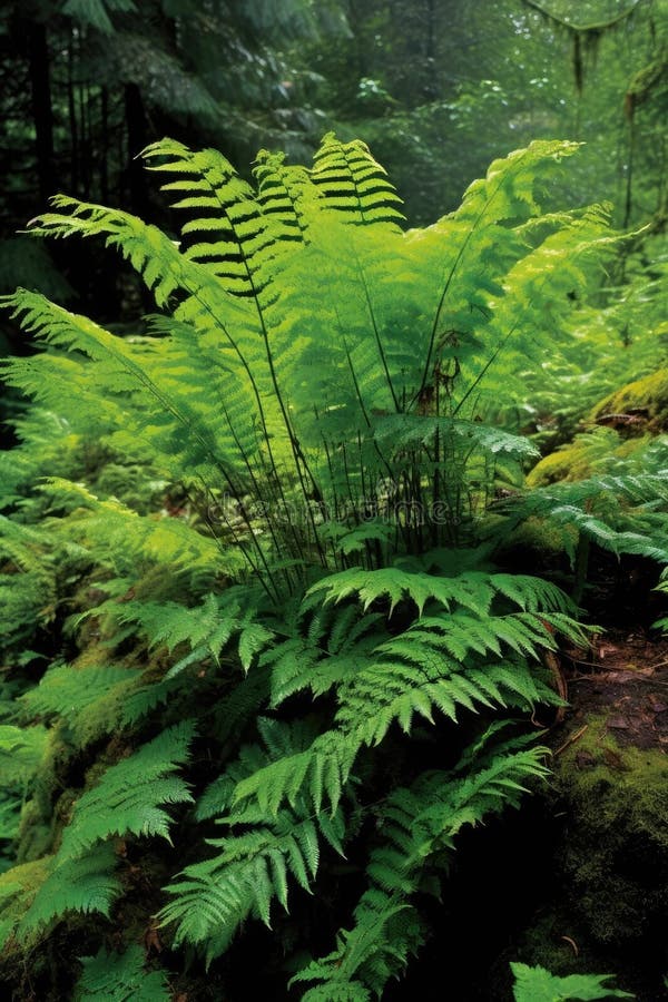 A Fern Growing in the Forest Stock Illustration - Illustration of ...