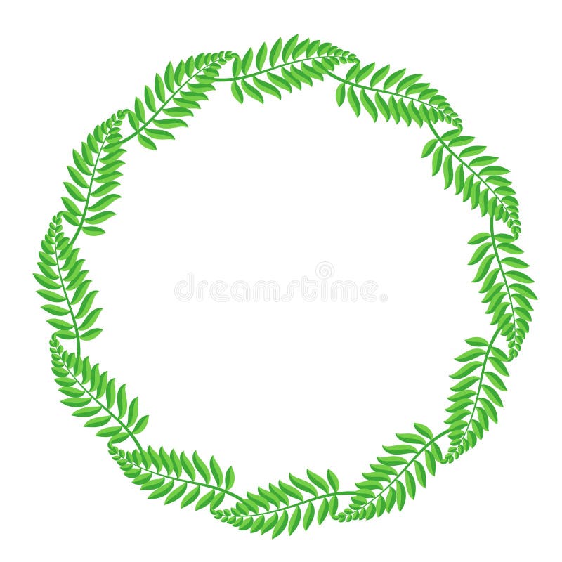 Fern Leaf Art Drawn Round Frame Stock Vector - Illustration of floral ...