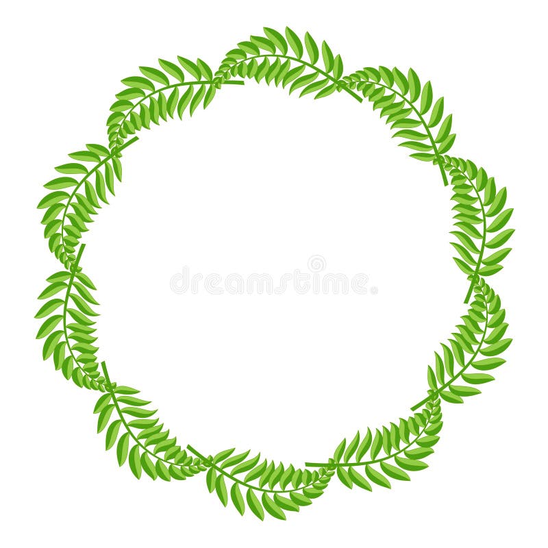 Fern Leaves Art Drawn Round Frame Stock Vector - Illustration of ...
