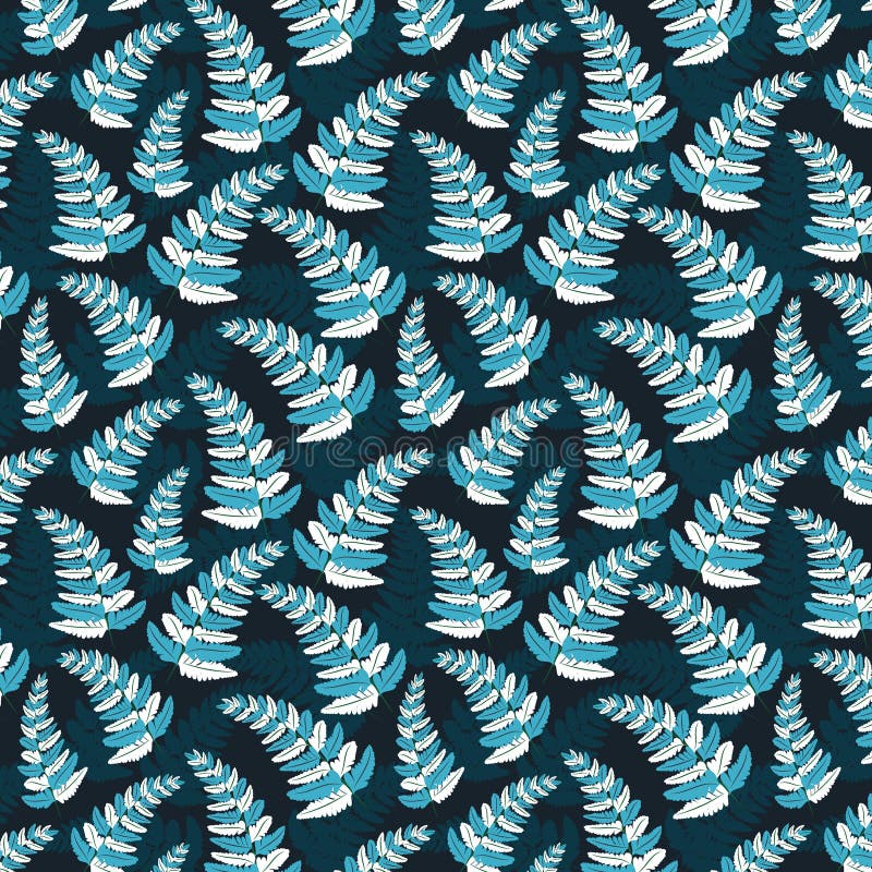 Fern Leaves Vector Repeat Pattern Stock Vector - Illustration of blue ...