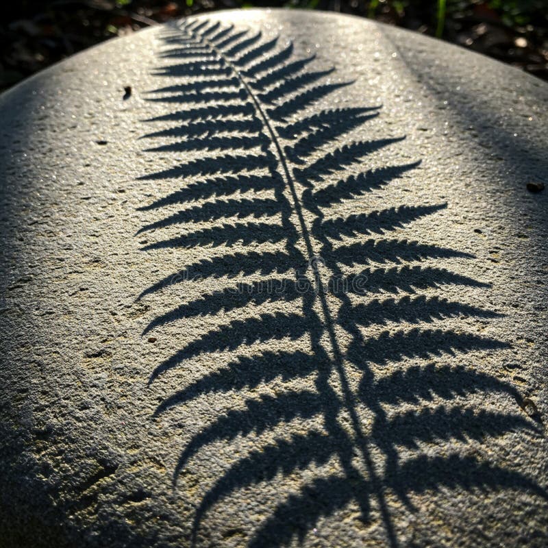 Fern Shadow Cast on a Smooth, Lightly Textured Stone Surface. the Shadow Reveals Stock ...