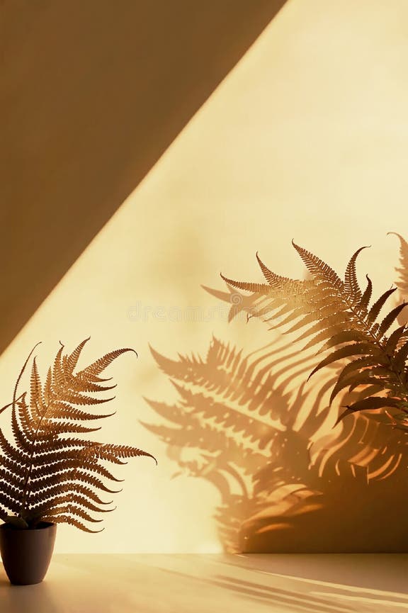 Fern Shadows Casting Intricate Patterns on Wall Stock Image - Image of indoor, foliage: 370137171