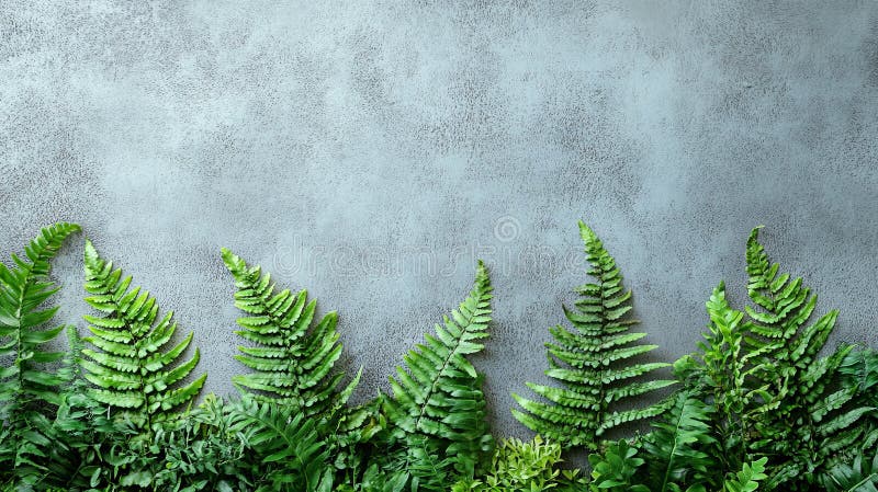Ferns Growing on a Neutral-toned Wall Backdrop. Stock Photo - Image of ...