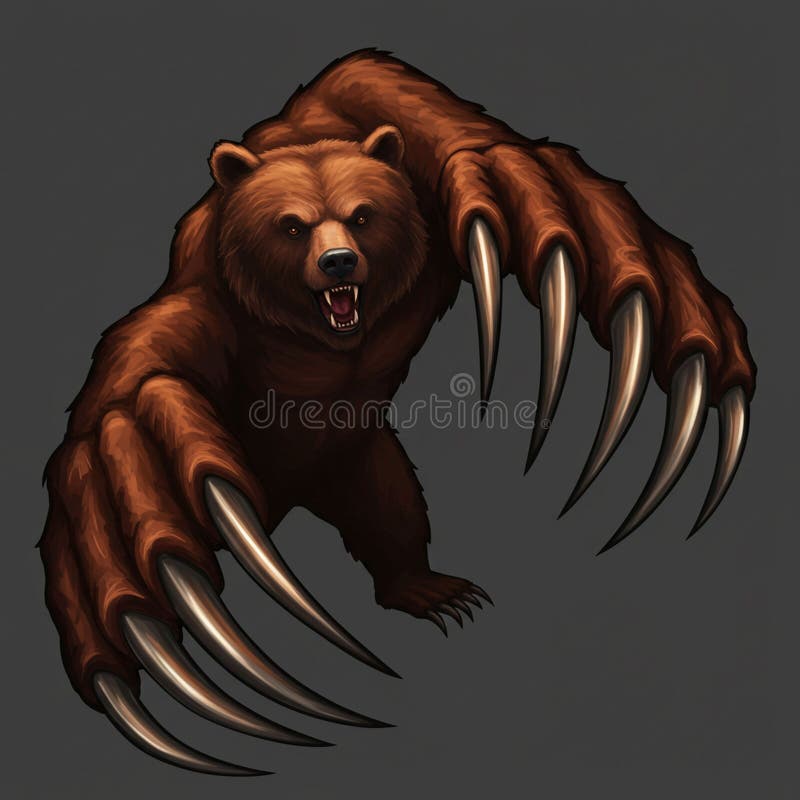 Ferocious Bear Illustration Featuring Exaggerated Features. the Bear is ...
