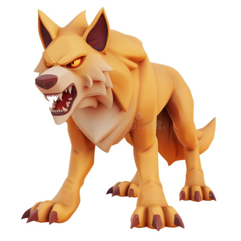 Aggressive Cartoon Wolf, 3D Render, Threatening Posture Stock ...