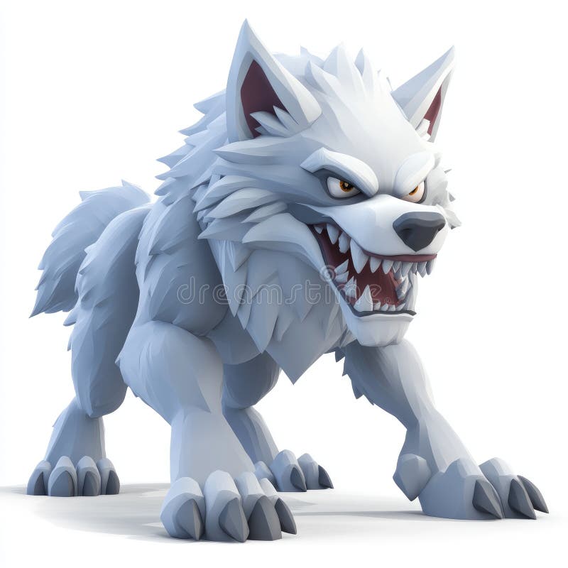 Ferocious White Wolf, Low Poly 3D Model, Ready for Animation Stock ...