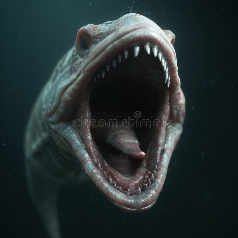 Ferocious Deep Sea Creature with Gaping Jaws Stock Illustration ...