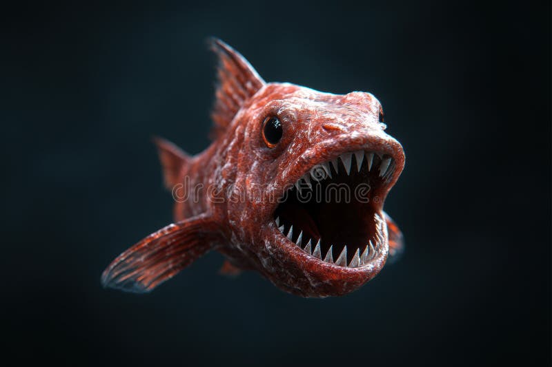 Ferocious Deep Sea Fish with Sharp Teeth Stock Illustration ...