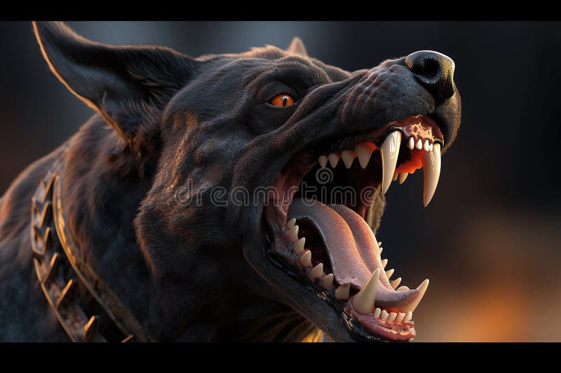 Ferocious Dog, Realistic 3d Render Stock Illustration - Illustration of ...