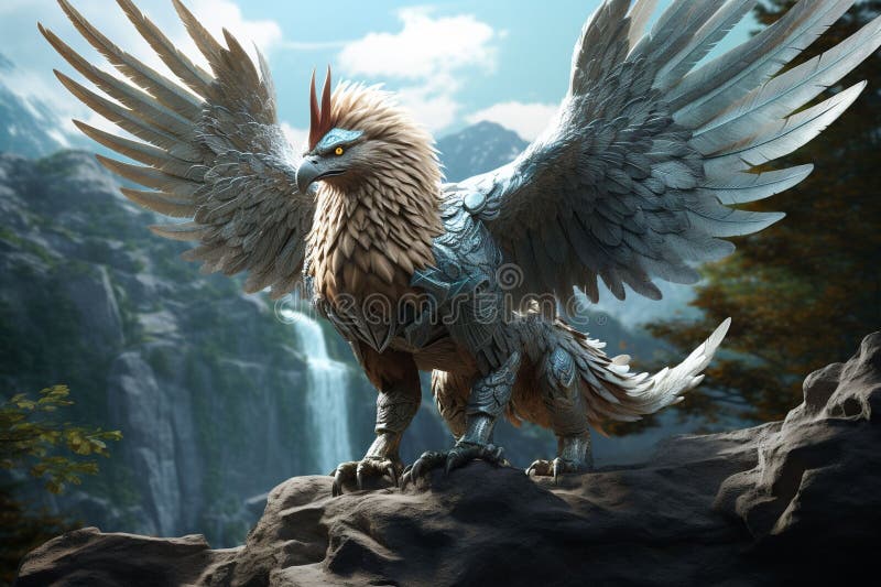 Ferocious Griffin Guarding a Mystical Treasure Stock Illustration ...