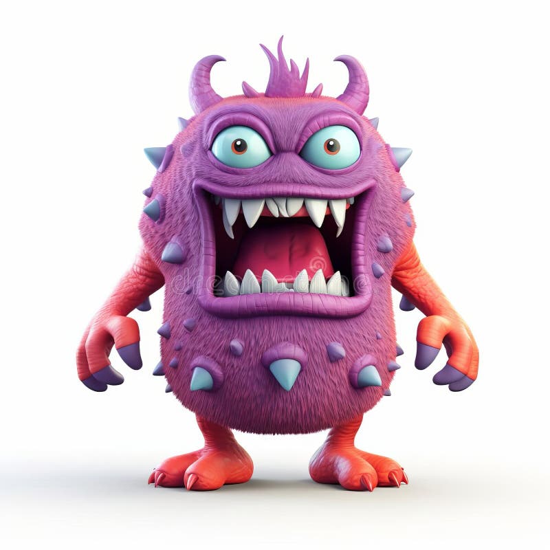 Vibrant Cartoon Monster with Spiky Protrusions and Friendly Demeanor ...