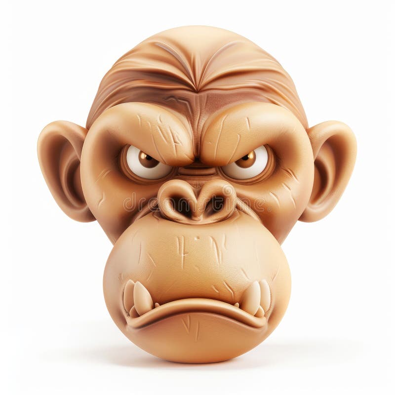 Angry Cartoon Monkey Head, 3D Render Stock Illustration - Illustration ...