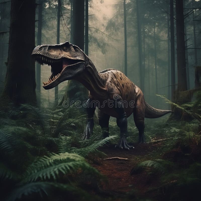 Ferocious T-rex Monster in Its Natural Environment Stock Illustration ...