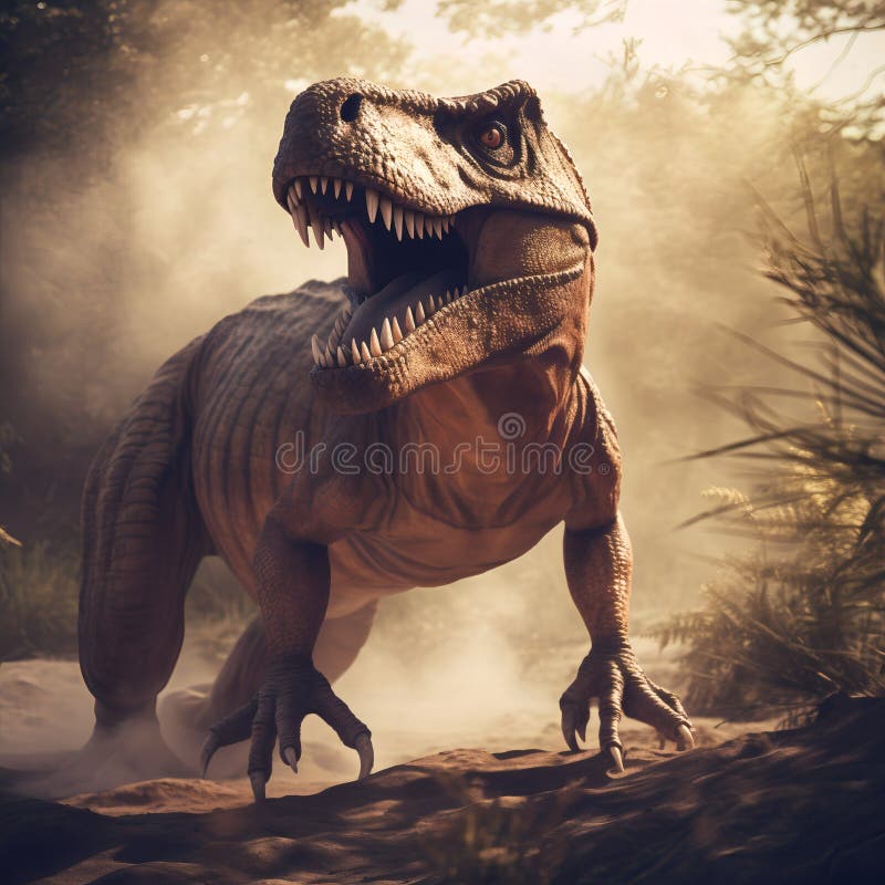 Ferocious T-rex Monster in Its Natural Environment Stock Illustration ...