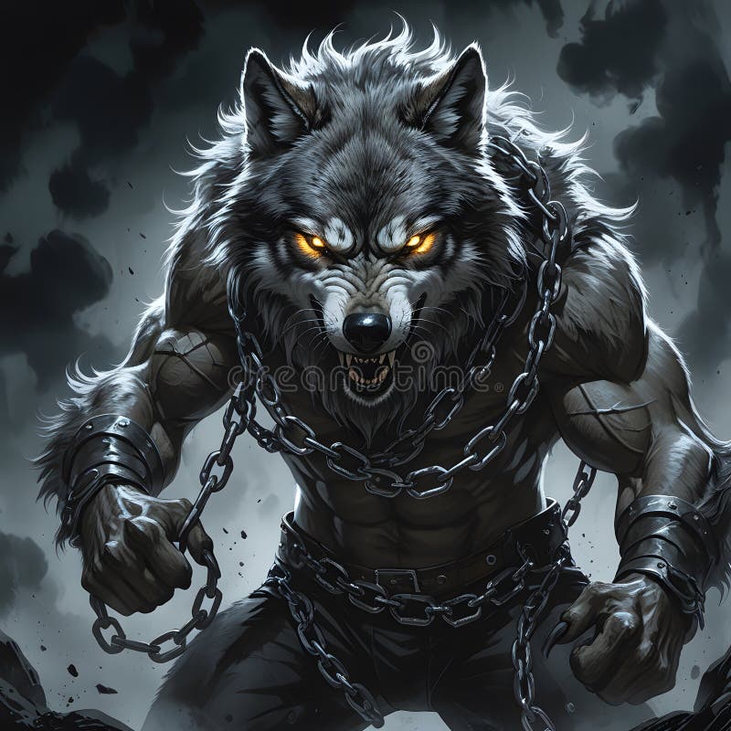 A Ferocious and Terrifying Wolf, Its Sharp Eyes Shining Intensely, Was ...