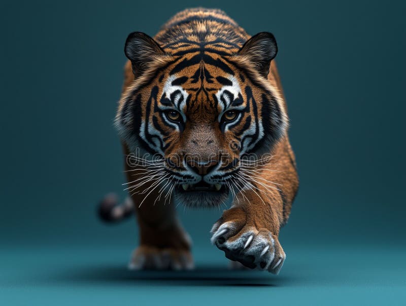 Ferocious Tiger Leaping with Claws Out Stock Illustration ...