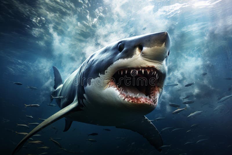 Ferocious Water Sea Shark. Generate Ai Stock Image - Image of color ...