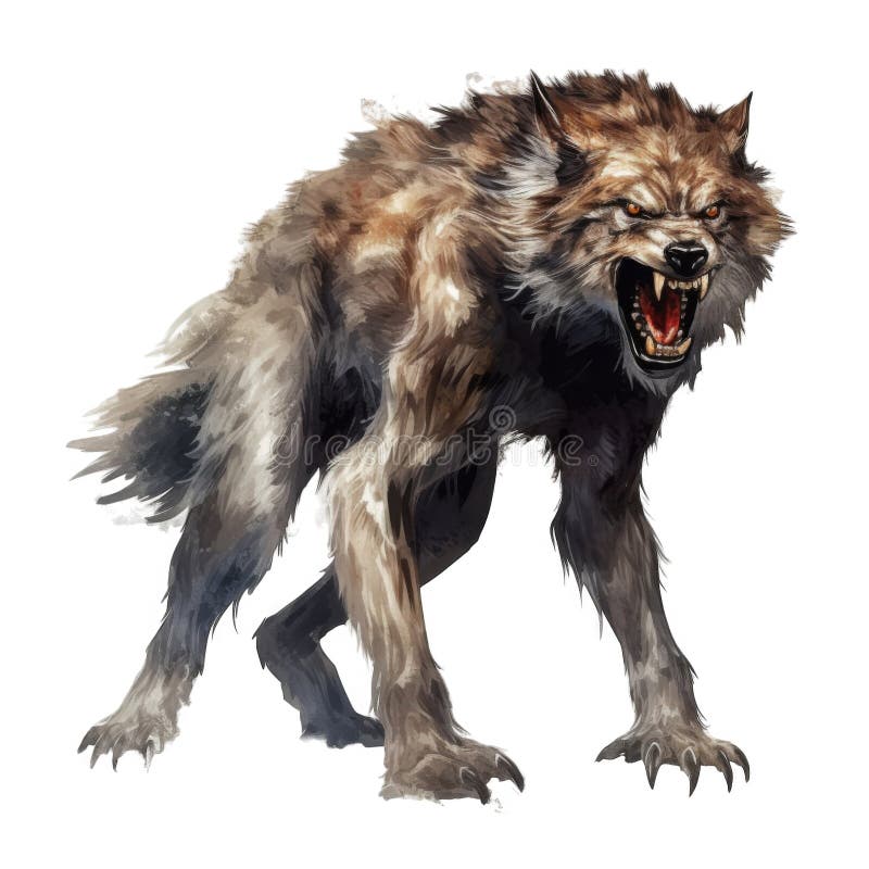 A Ferocious Wolf with Bared Teeth and Intense Eyes Stock Illustration ...