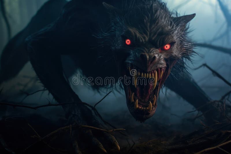 Ferocious Wolf with Burning Eyes Generative Ai Stock Illustration ...