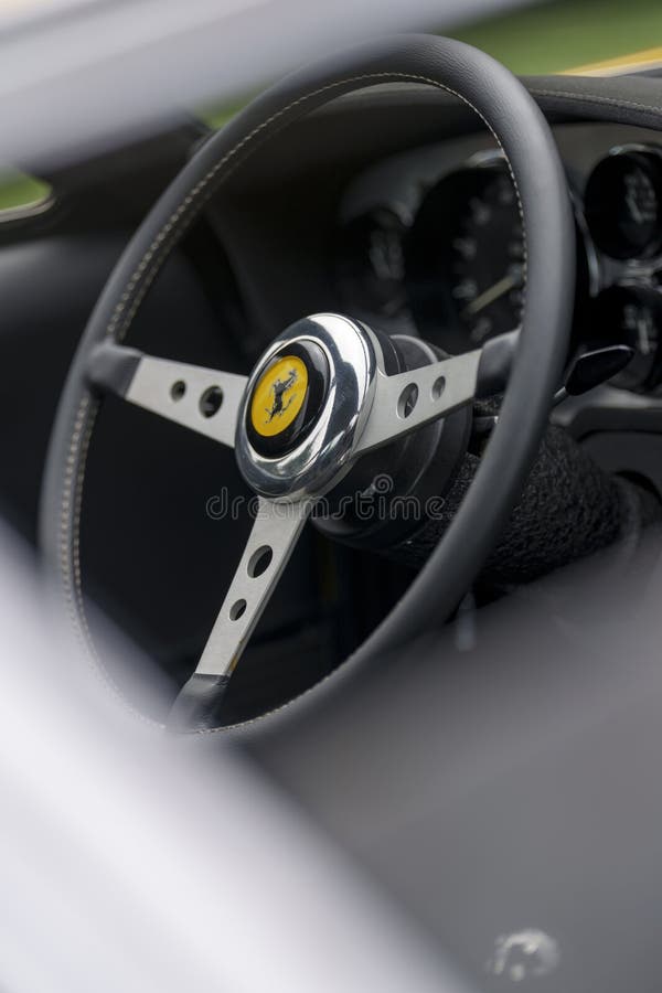 Ferrari Classic Steering Wheel Editorial Stock Photo - Image of hand ...