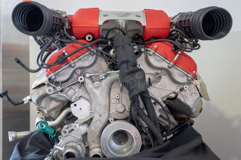 Ferrari Engine Closeup 02 editorial stock photo. Image of tire - 302824698