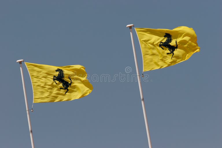 Ferrari Logo on Yellow Flag Editorial Stock Image - Image of scuderia ...