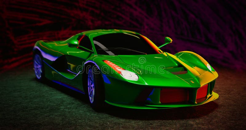 Ferrari with Studio Light 3d Rendering Illustration Editorial Stock ...