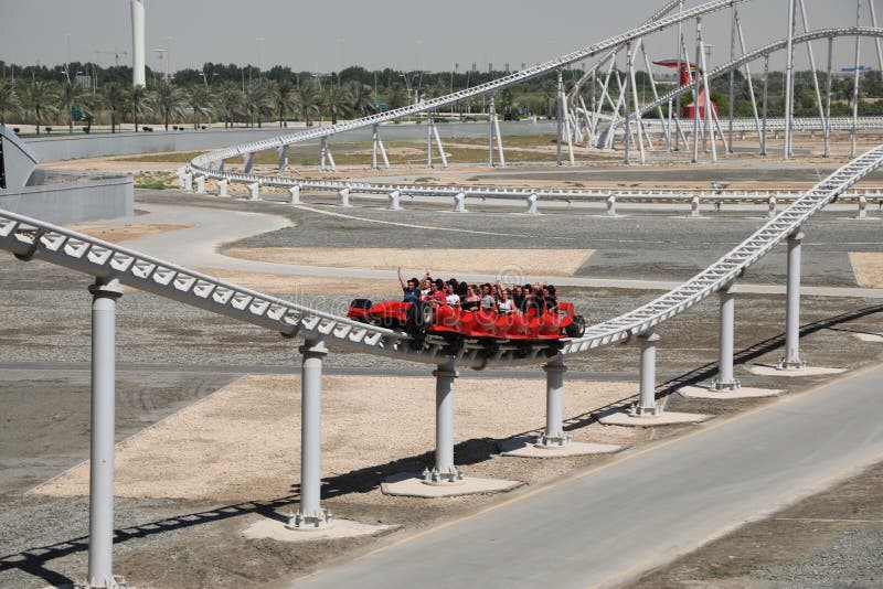 Ferrari World Roller Coaster Editorial Stock Image - Image of entrance ...