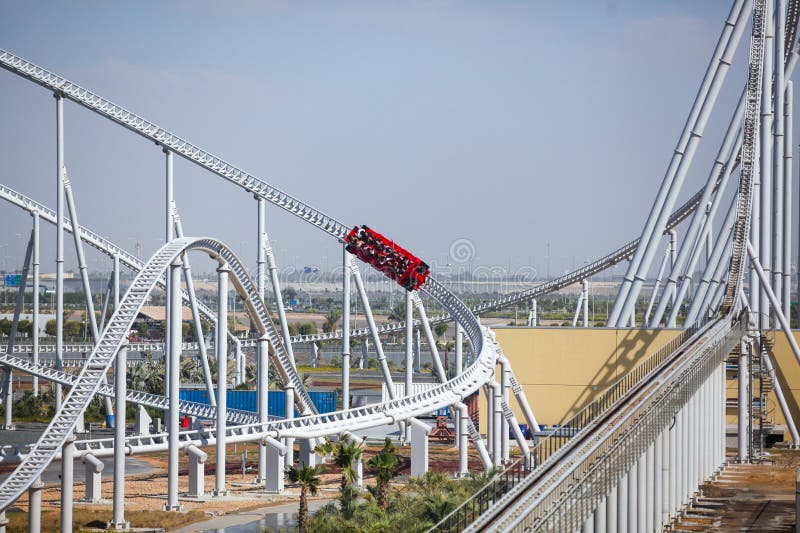 Ferrari World Roller Coaster Editorial Stock Image - Image of theme ...