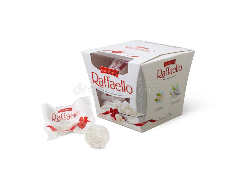 Ferrero Raffaello Em Uma Caixa No Fundo Branco Foto Editorial - Imagem ...