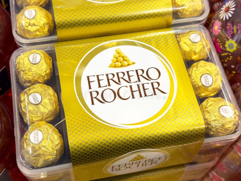 Ferrero Rocher Chocolate Box with Wrapped Hazelnut Confections in Gold ...