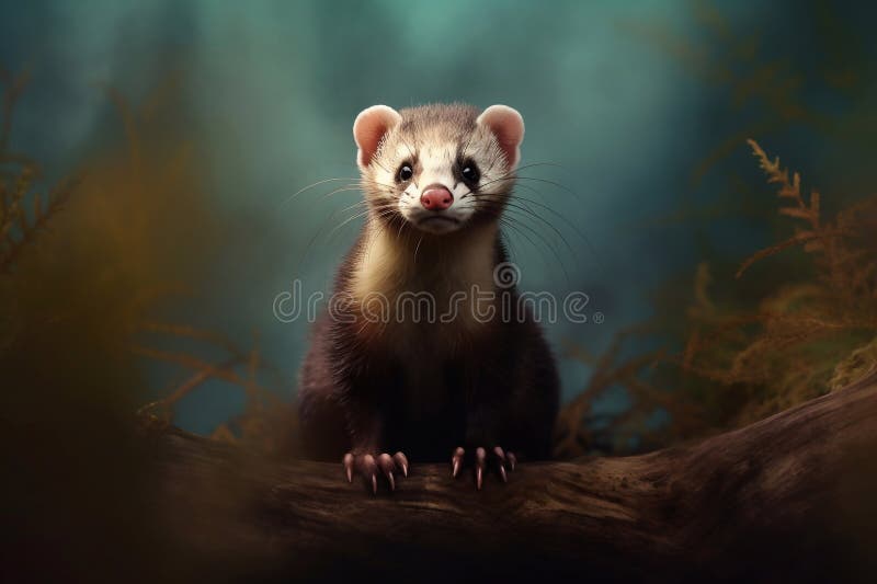 Ferret animal portrait. stock illustration. Illustration of fluffy ...