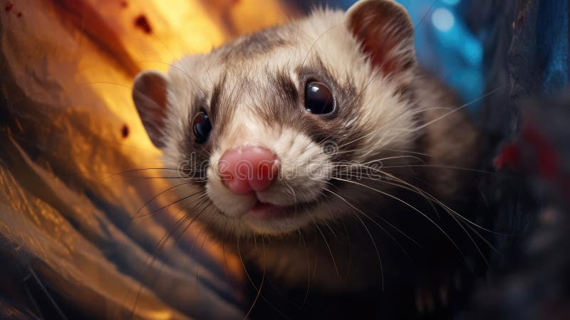Ferret face close-up stock illustration. Illustration of domestic ...