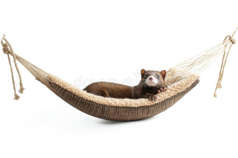 Ferret Hammock Resting in a Cozy Position on a Clean White Background ...