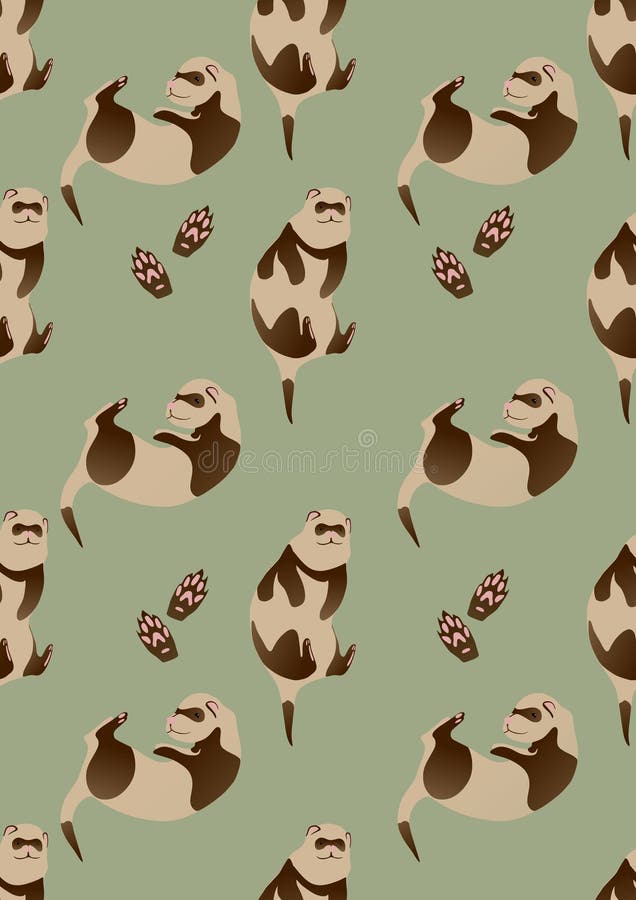 Ferret pattern green stock illustration. Illustration of cartoon ...