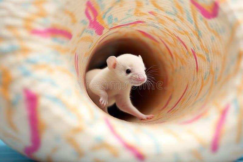 Ferret Playfully Sliding through Spiral Tube Stock Illustration ...