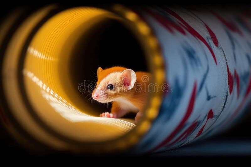 Ferret Resting Inside a Cozy Tube with Warm Lighting Stock Image ...