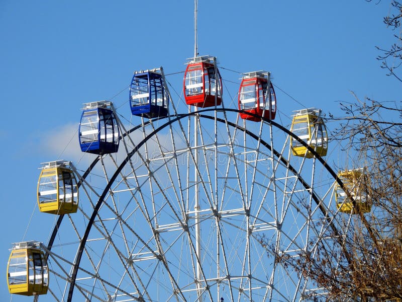 Ferries Wheel Red Yellow Blue Cabins Stock Photos - Free & Royalty-Free ...
