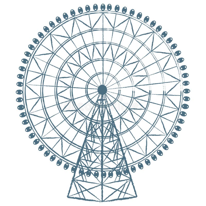 Ferris carousel. Line art stock illustration. Illustration of tent ...