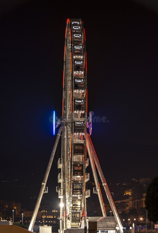 Ferris Wheel Attraction Side Night View Stock Image - Image of panorama ...