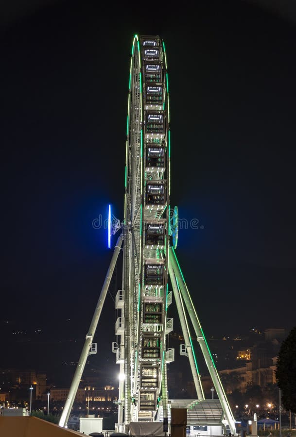 Ferris Wheel Attraction Side Night View Stock Image - Image of passeger ...