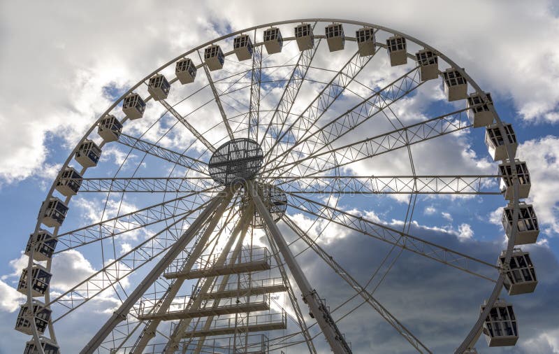Ferris Wheel Attraction Side View Stock Image - Image of dusk, panorama ...