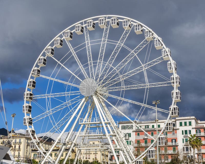 Ferris Wheel Attraction Side View Stock Photo - Image of steel, cabins ...