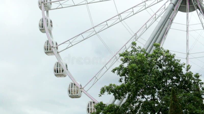 Ferris Wheel Attraction in Slow Motion Rotating Circle Park Stock Video ...