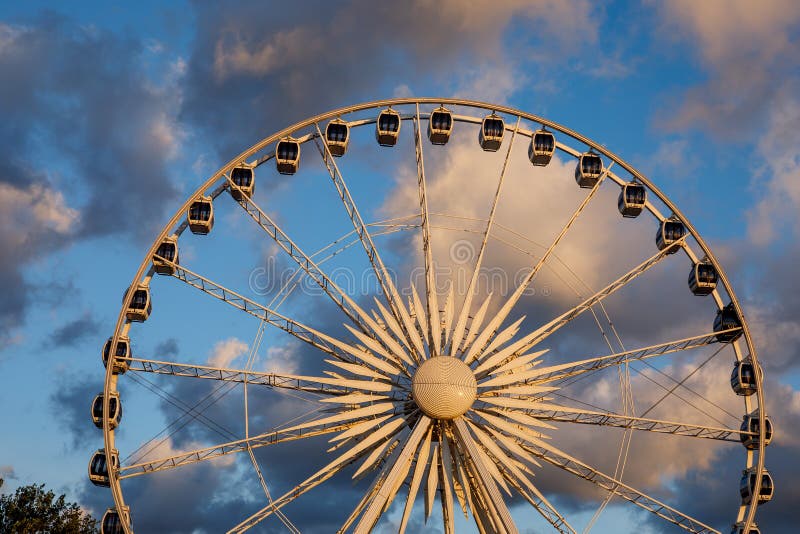 Ferris Wheel with Beautiful Sunset Clouds in the Background. Stock ...