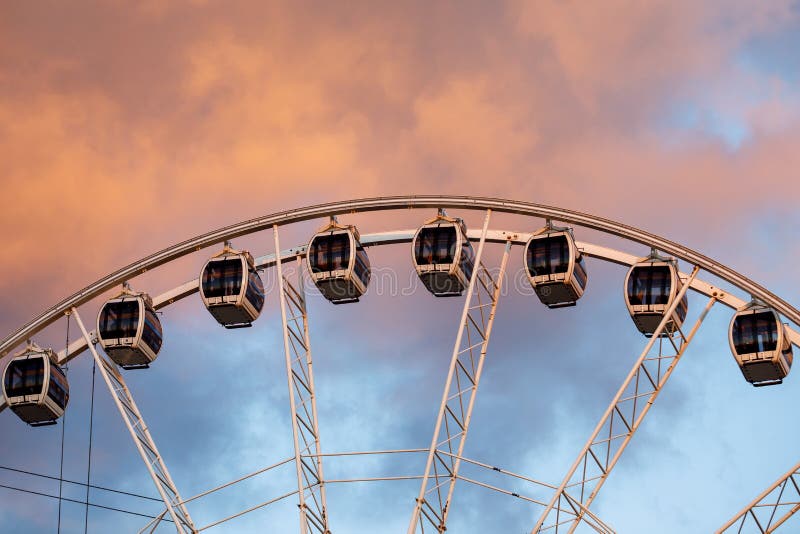 Ferris Wheel with Beautiful Sunset Clouds in the Background. Stock ...