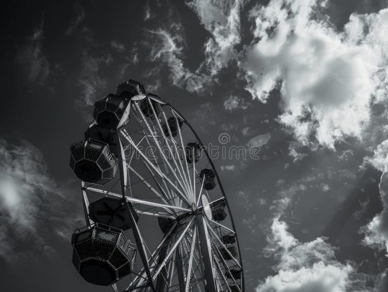 Ferris Wheel Black and White Stock Photo - Image of classic, city ...