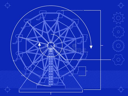Ferris wheel blueprint stock vector. Illustration of amusement - 19906470