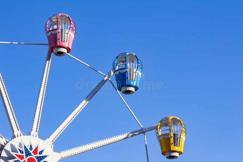 Ferris Wheel Booths on Blue Sky Backdrop Editorial Stock Photo - Image ...